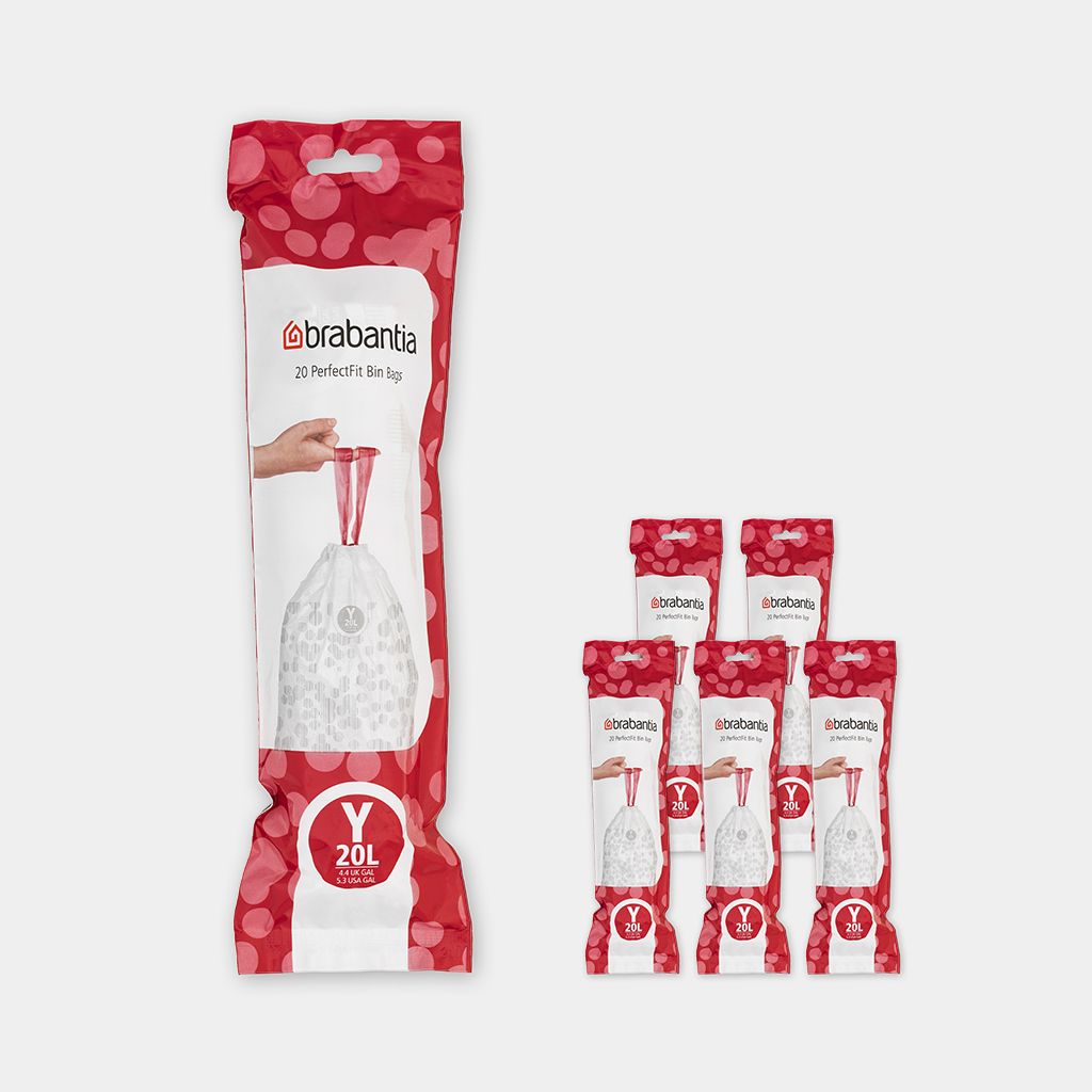 PerfectFit Bin Bags Code H (50-60 litre), 6 Rolls with 20 Bags | Brabantia