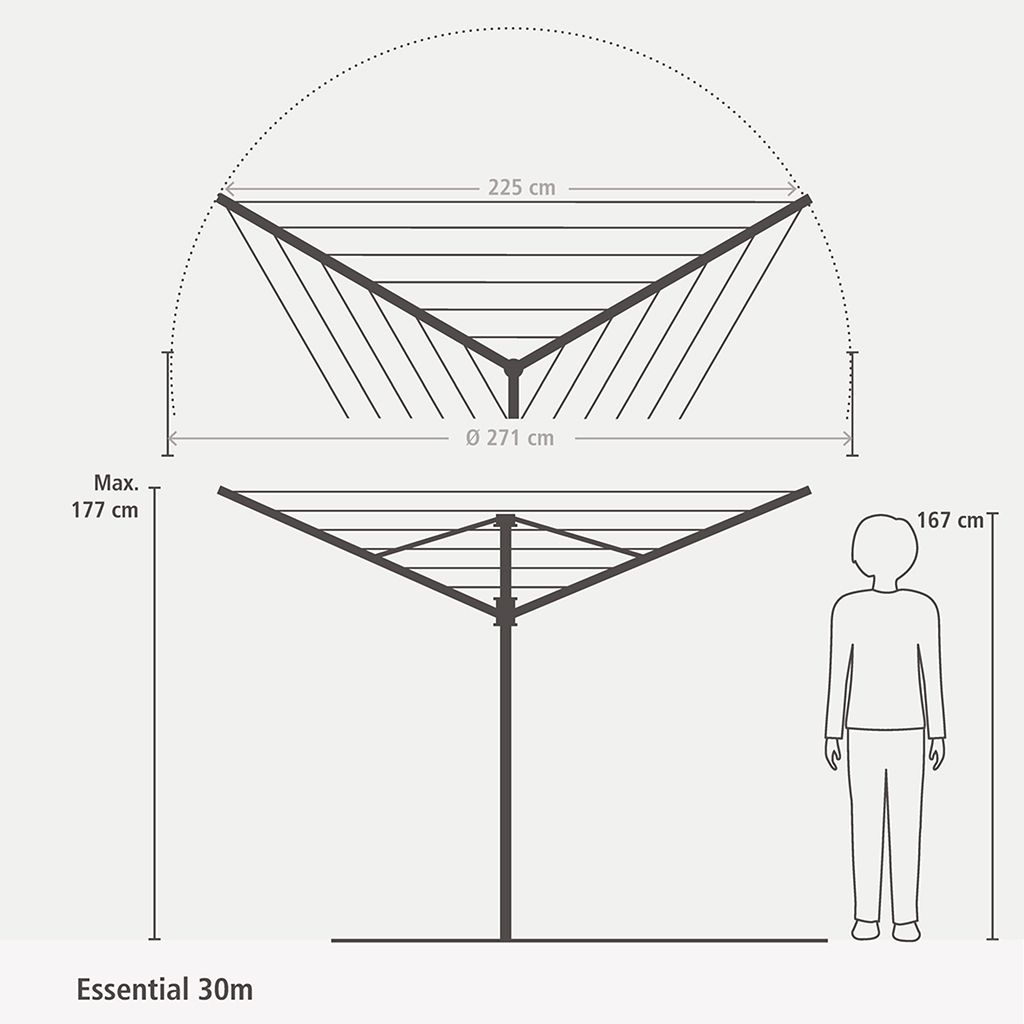 Rotary Essential, 30 metres with Ground Tube, 35 mm Diameter - Metalli ...