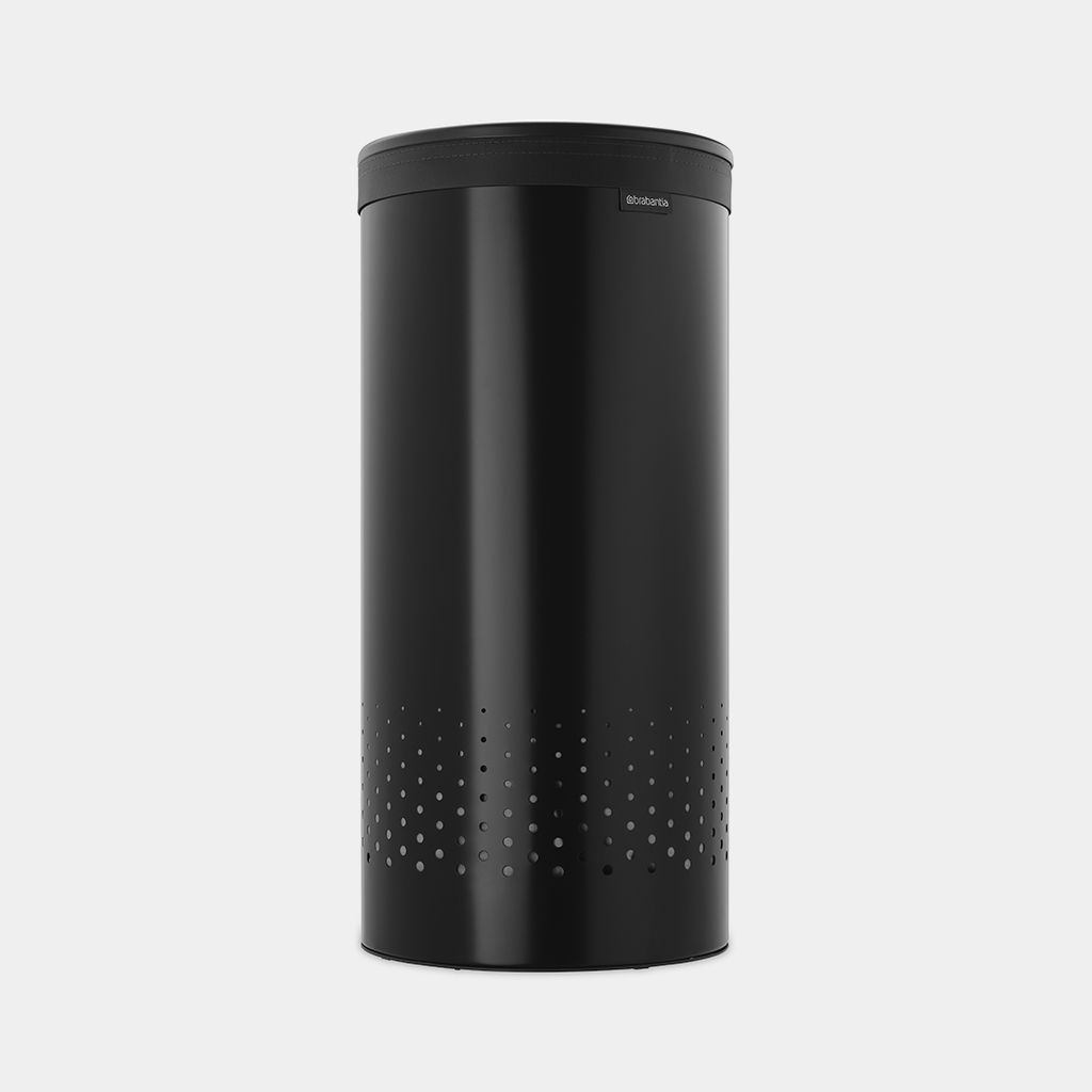 Laundry Bin, 35 litre, Plastic Lid - Matt Black | Brabantia