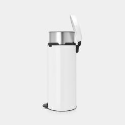 NewIcon Pedal Bin 30 litre, metal inner bucket -White | Brabantia